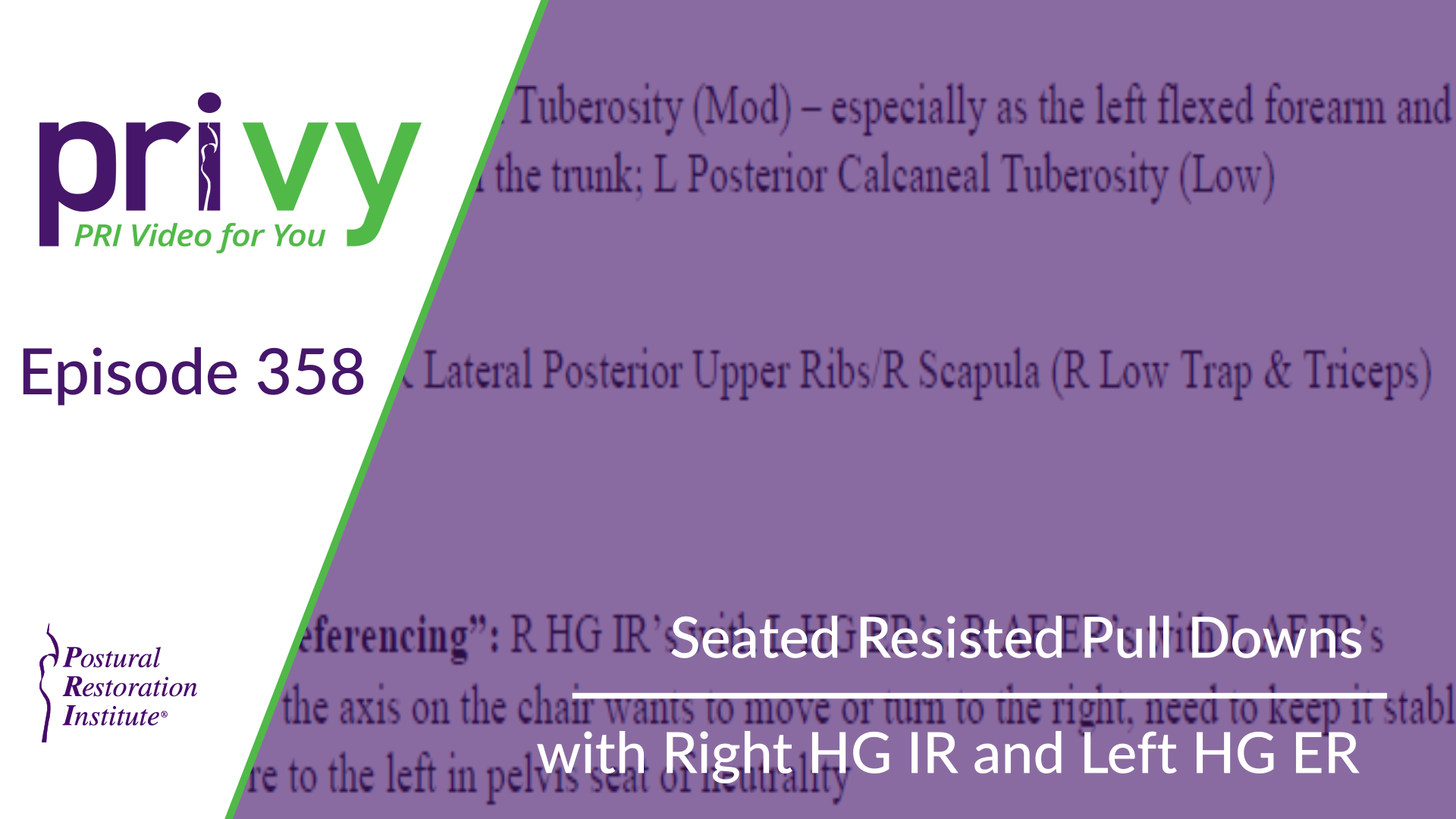 Ep. 358 - Seated Resisted Pull Downs with Right HG IR and Left HG ER ...